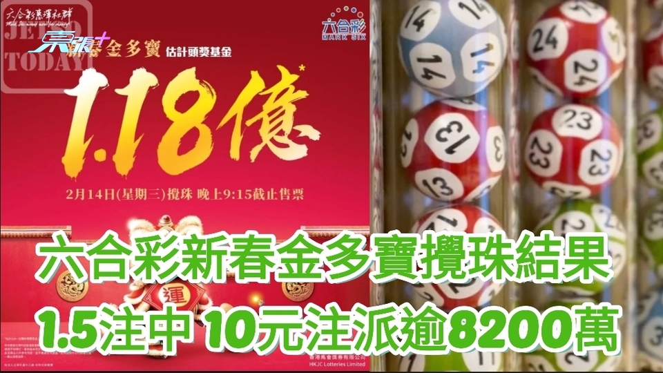 六合彩新春金多寶攪珠結果 1 5注中 10元注派逾8200萬 東張