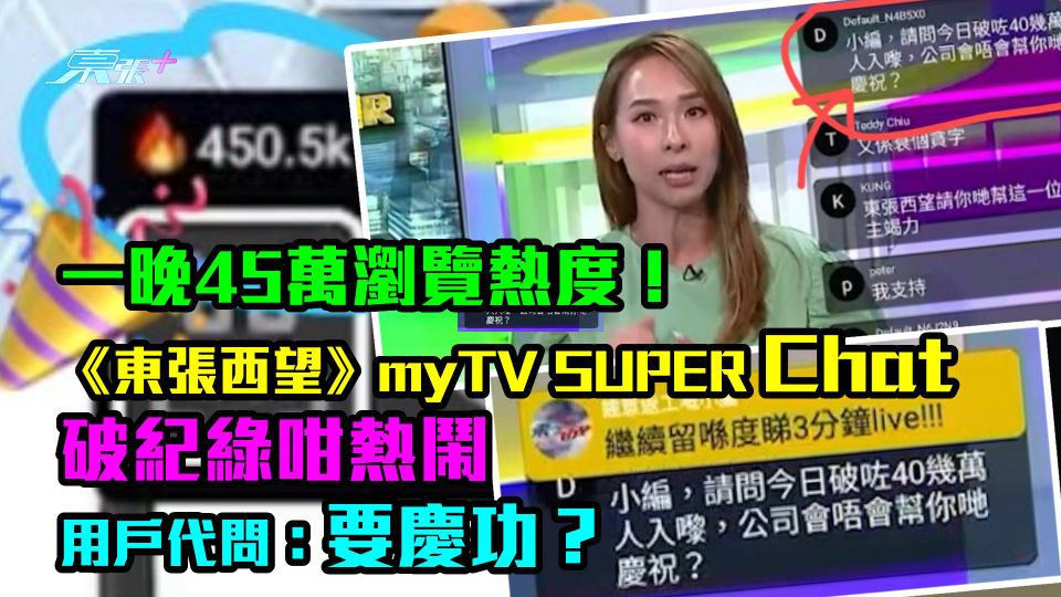 一晚45萬瀏覽熱度！《東張西望》myTV SUPER Chat破紀綠咁熱鬧 用戶代問：要慶功？ - 東張+